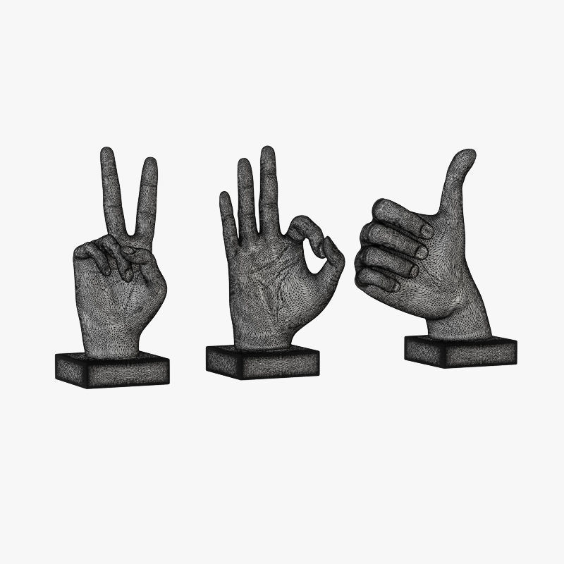Metallic Hand 3 Piece Figurine Set 3D model | CGTrader