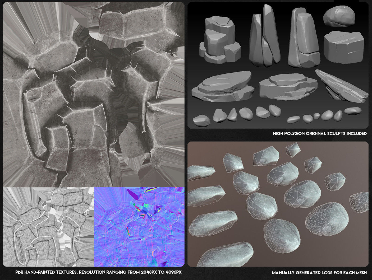 3D model Stylized Rock Asset Pack by J Roscinas VR / AR / low-poly ...