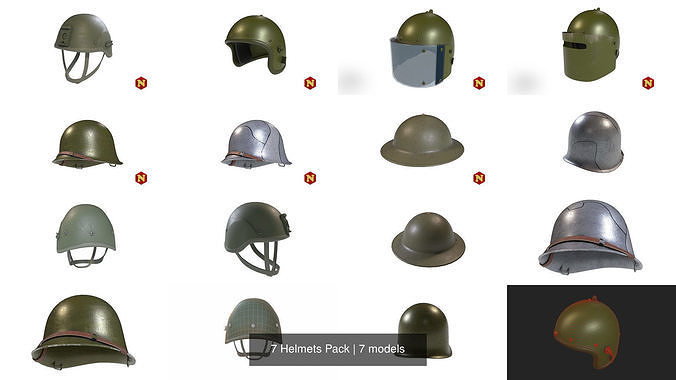 3D Model Collection 7 Helmets Pack VR / AR / low-poly | CGTrader