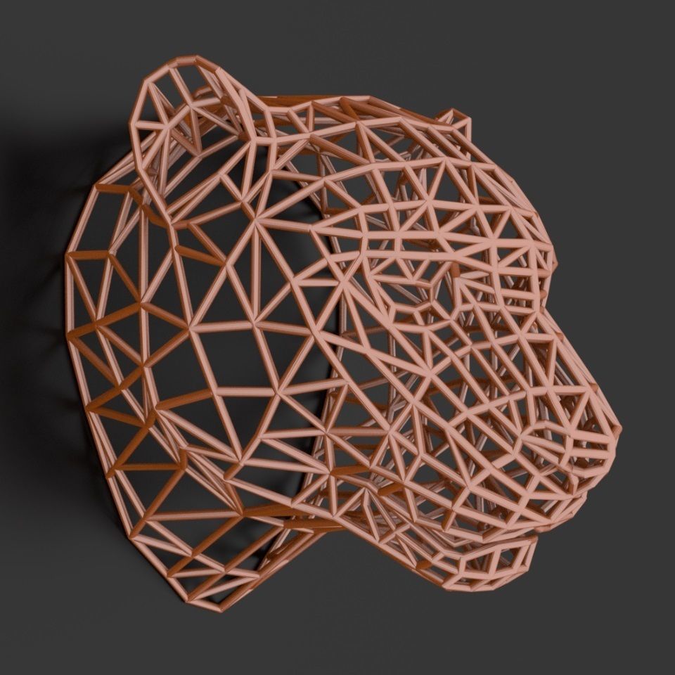WireFrame Tiger Head Low Poly 3D model 3D printable | CGTrader