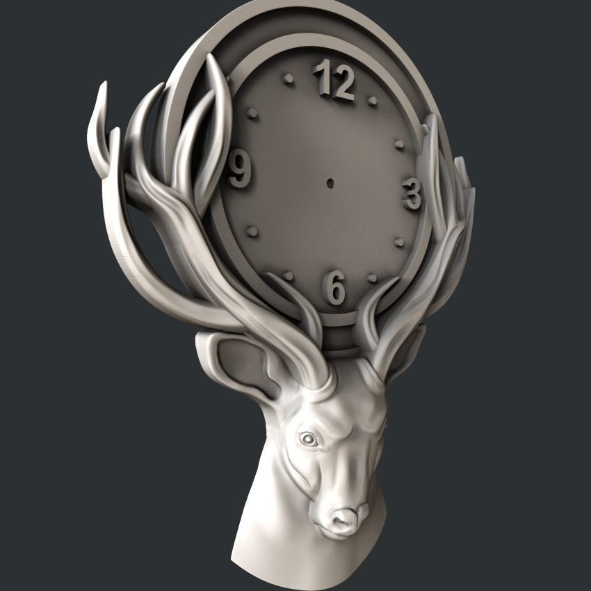 3d STL models for CNC or 3d printer clock deer 3D model 3D printable ...
