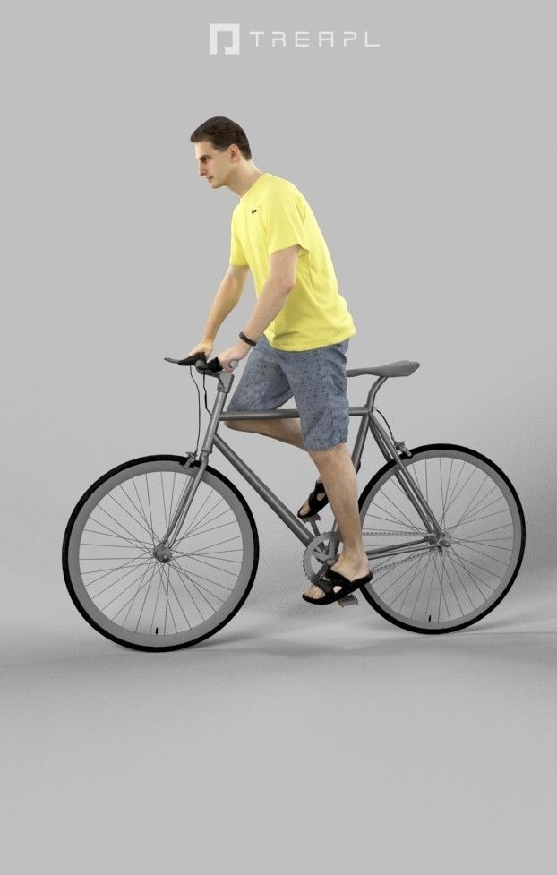 Romance A Casual Man Riding A Bike 3D model | CGTrader