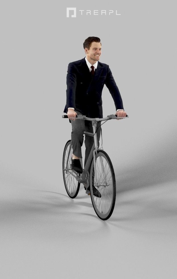 Virtue an Elegant Man Riding A Bicycle Suit 3D model | CGTrader