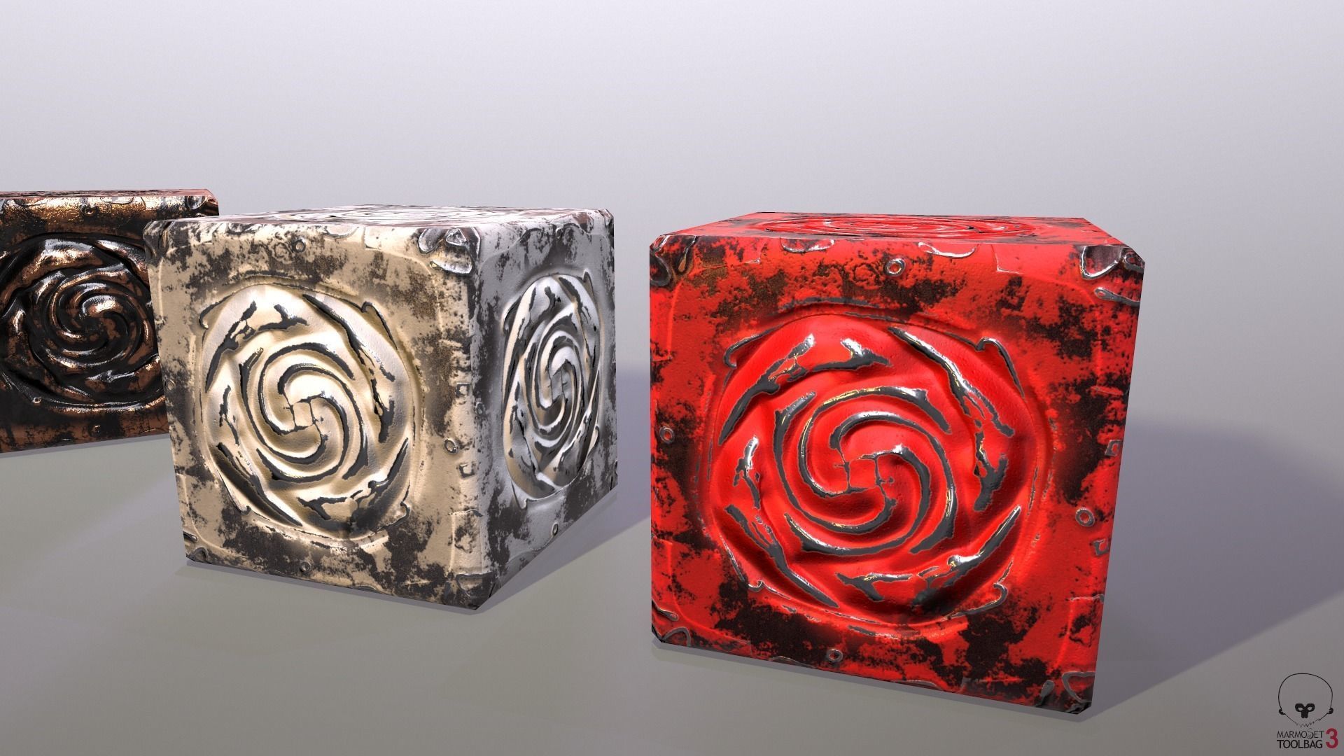 3D model Metallic painted cubes for a 2D platformer VR / AR / low-poly ...