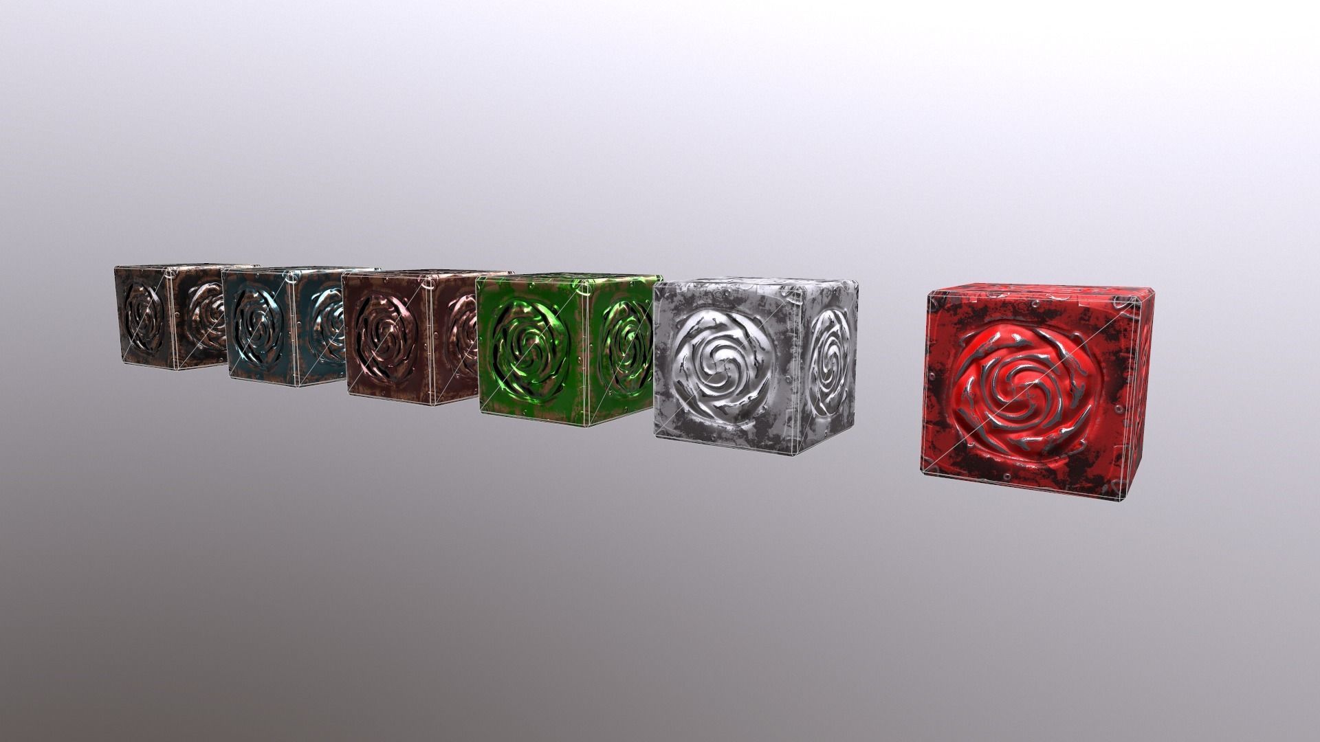 3D model Metallic painted cubes for a 2D platformer VR / AR / low-poly ...