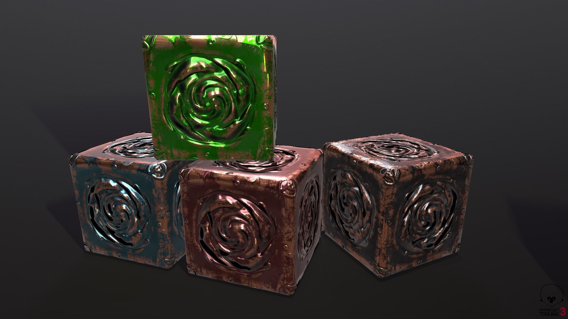 3D model Metallic painted cubes for a 2D platformer VR / AR / low-poly ...