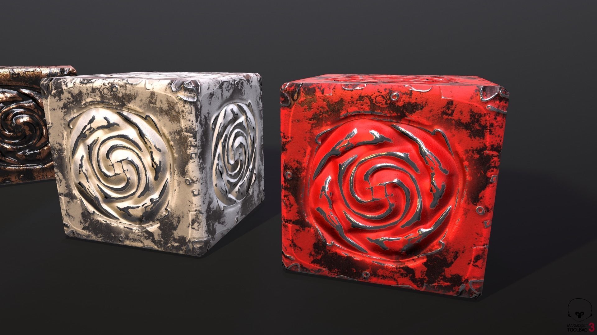 3D model Metallic painted cubes for a 2D platformer VR / AR / low-poly ...