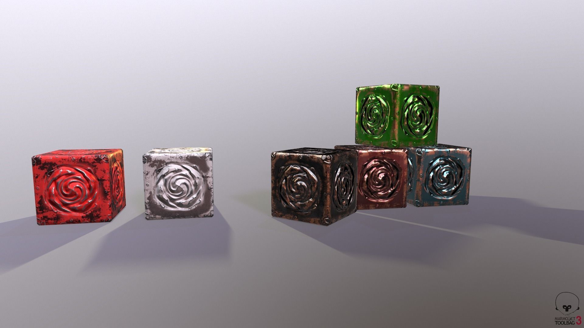 3D model Metallic painted cubes for a 2D platformer VR / AR / low-poly ...