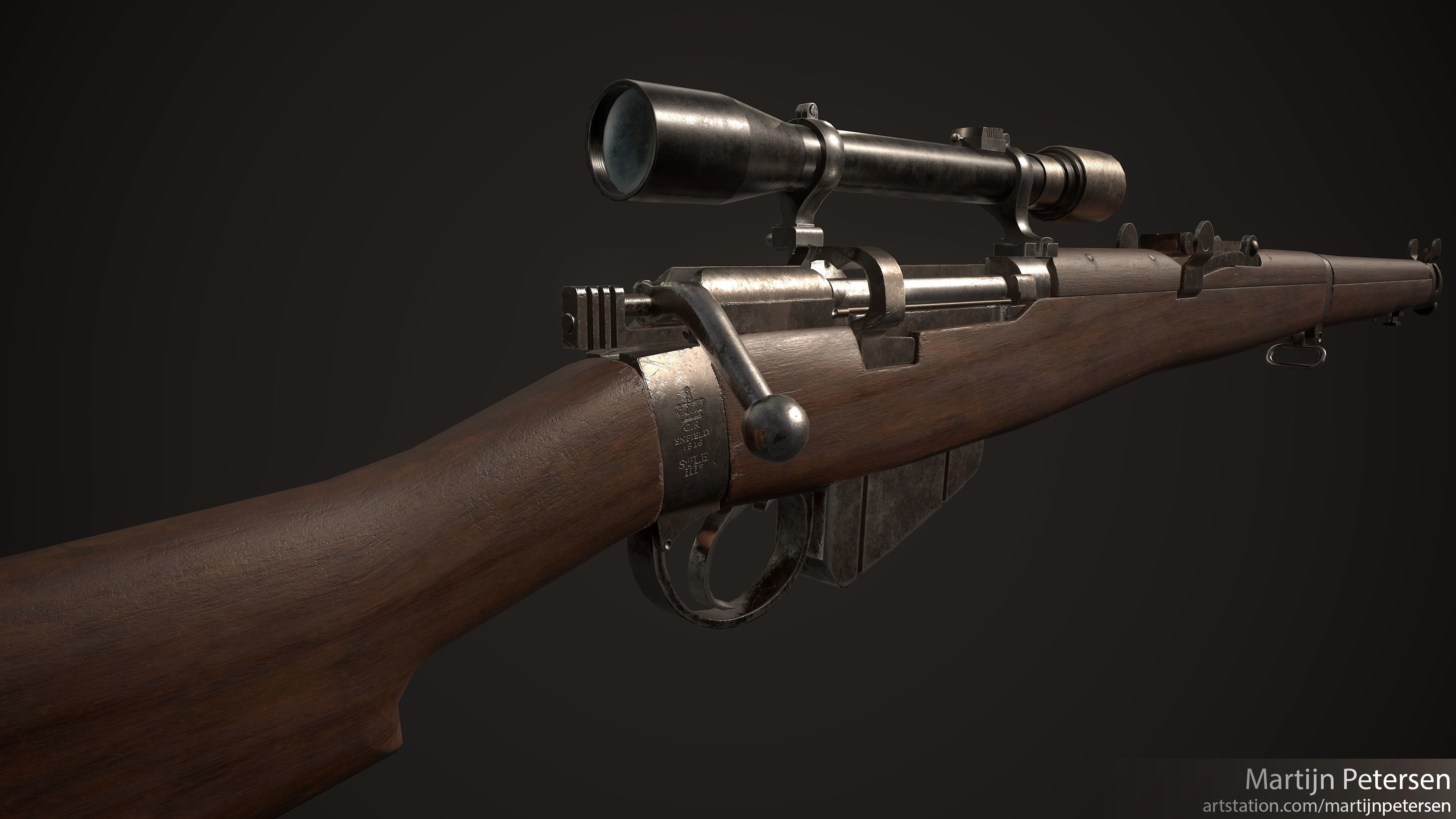 3D model Lee Enfield SMLE mk3 no1 Scope attachment VR / AR / low-poly ...