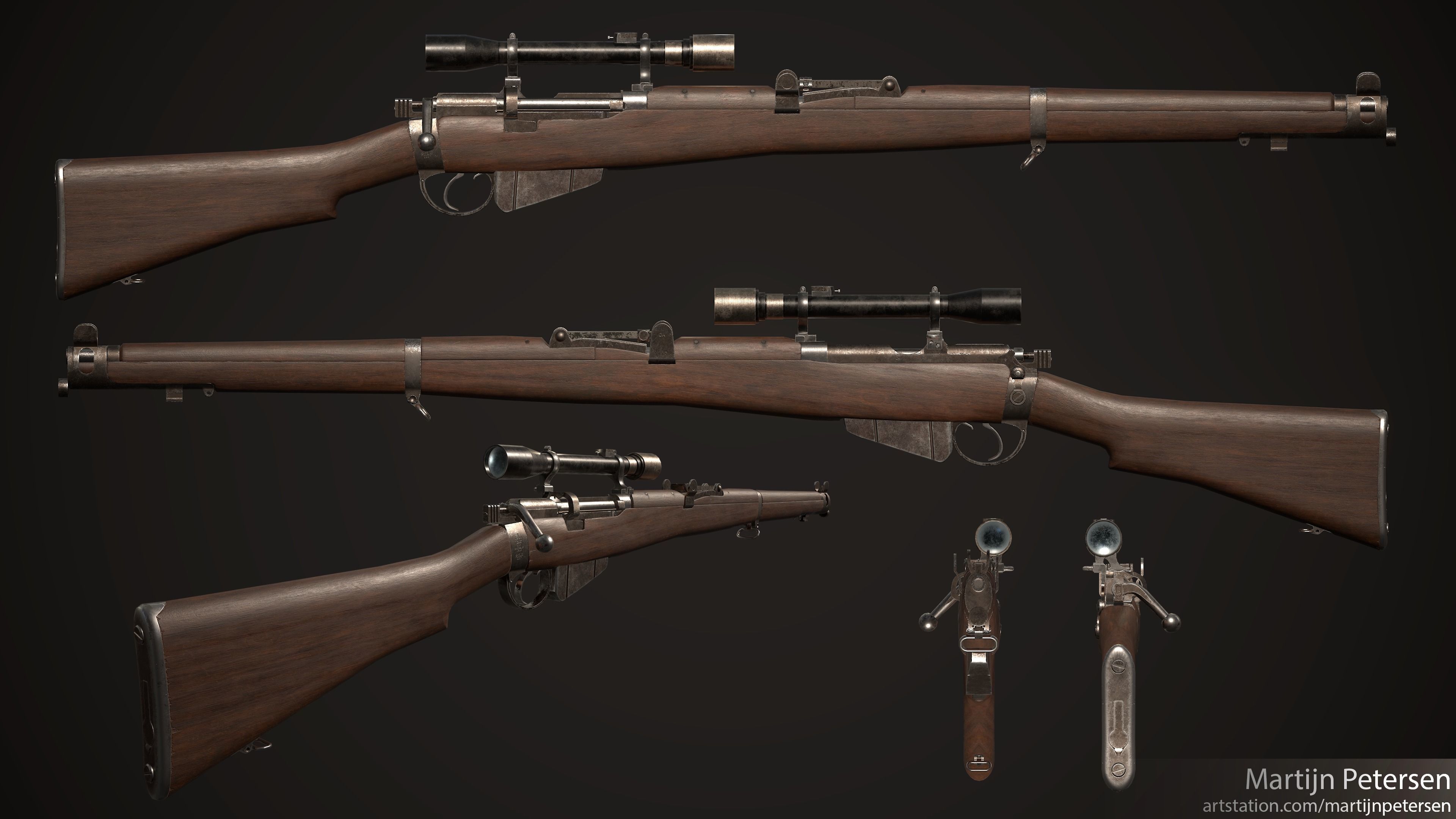 3D model Lee Enfield SMLE mk3 no1 Scope attachment VR / AR / low-poly ...
