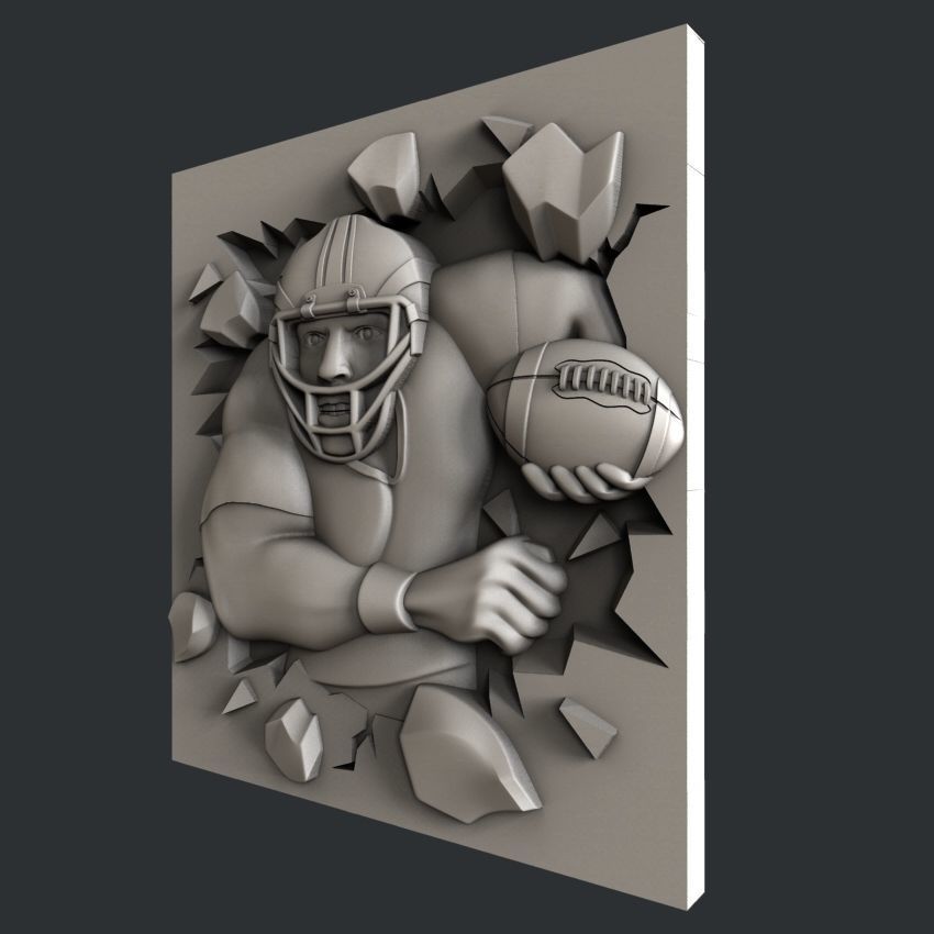 3d STL models for CNC or 3d printer american football 3D model 3D ...