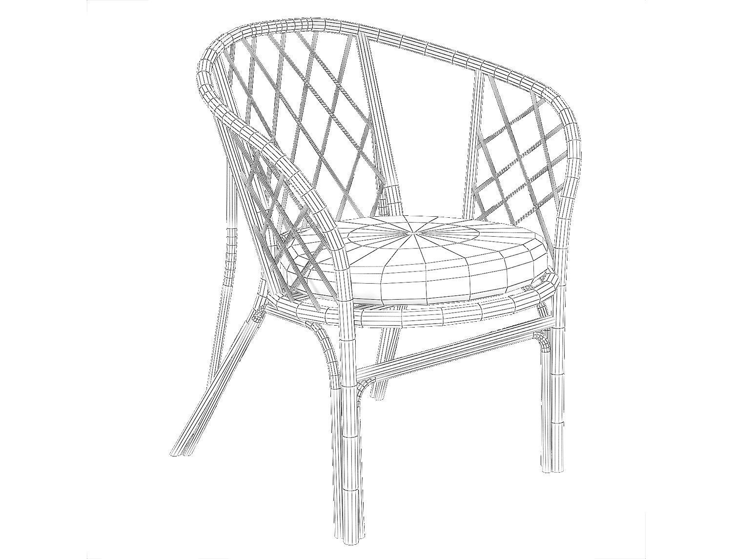 3D model Rotang Armchair Woven Rattan Pillow VR / AR / low-poly | CGTrader