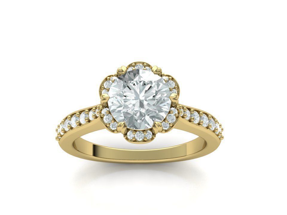 Paradise Design Spring ring with 7mm round stone N10320 3D model 3D ...