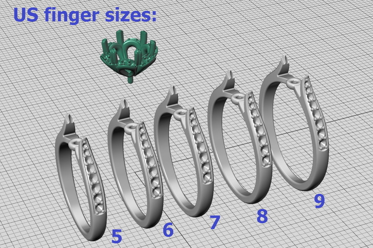 Paradise Design Spring ring with 7mm round stone N10320 3D model 3D ...