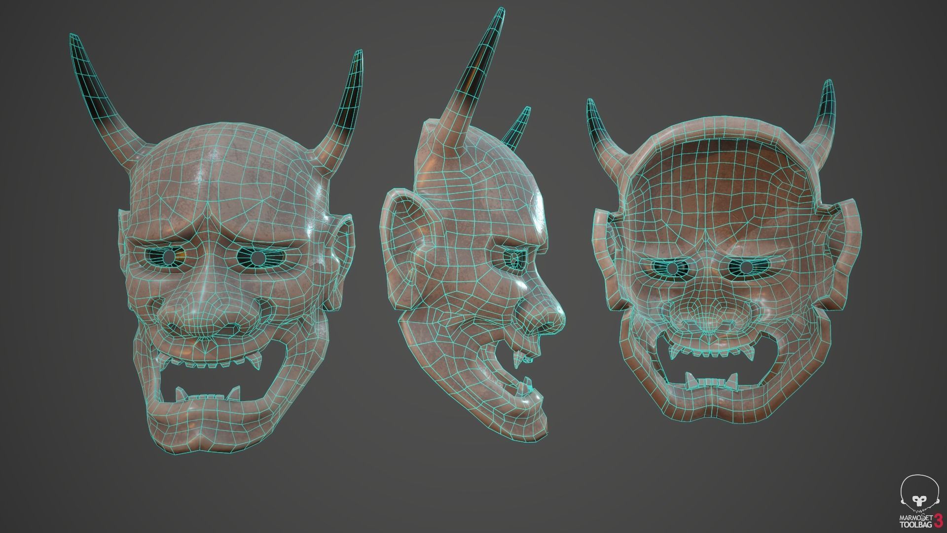 3D model Oni mask 2 Unity UE4 PBR textures VR / AR / low-poly | CGTrader