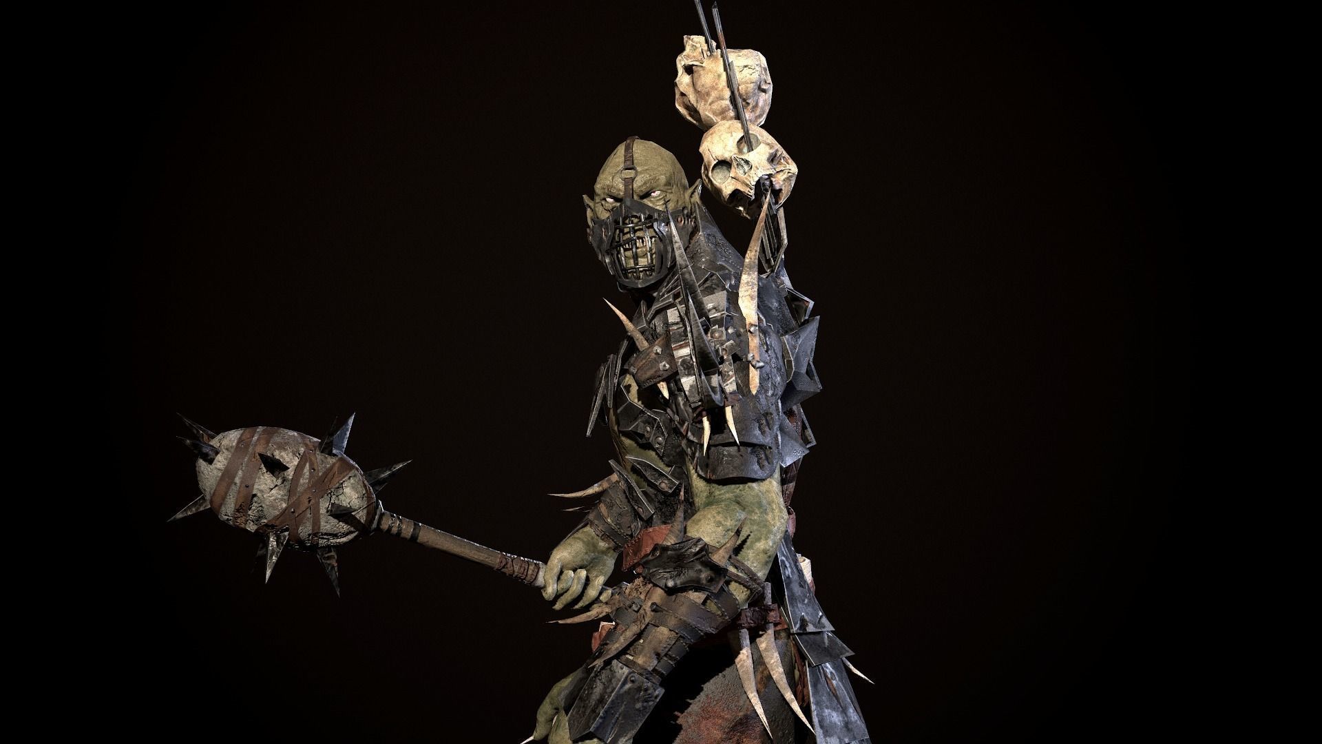 3D model Destroyer undead creature with horns and spikes VR / AR / low ...