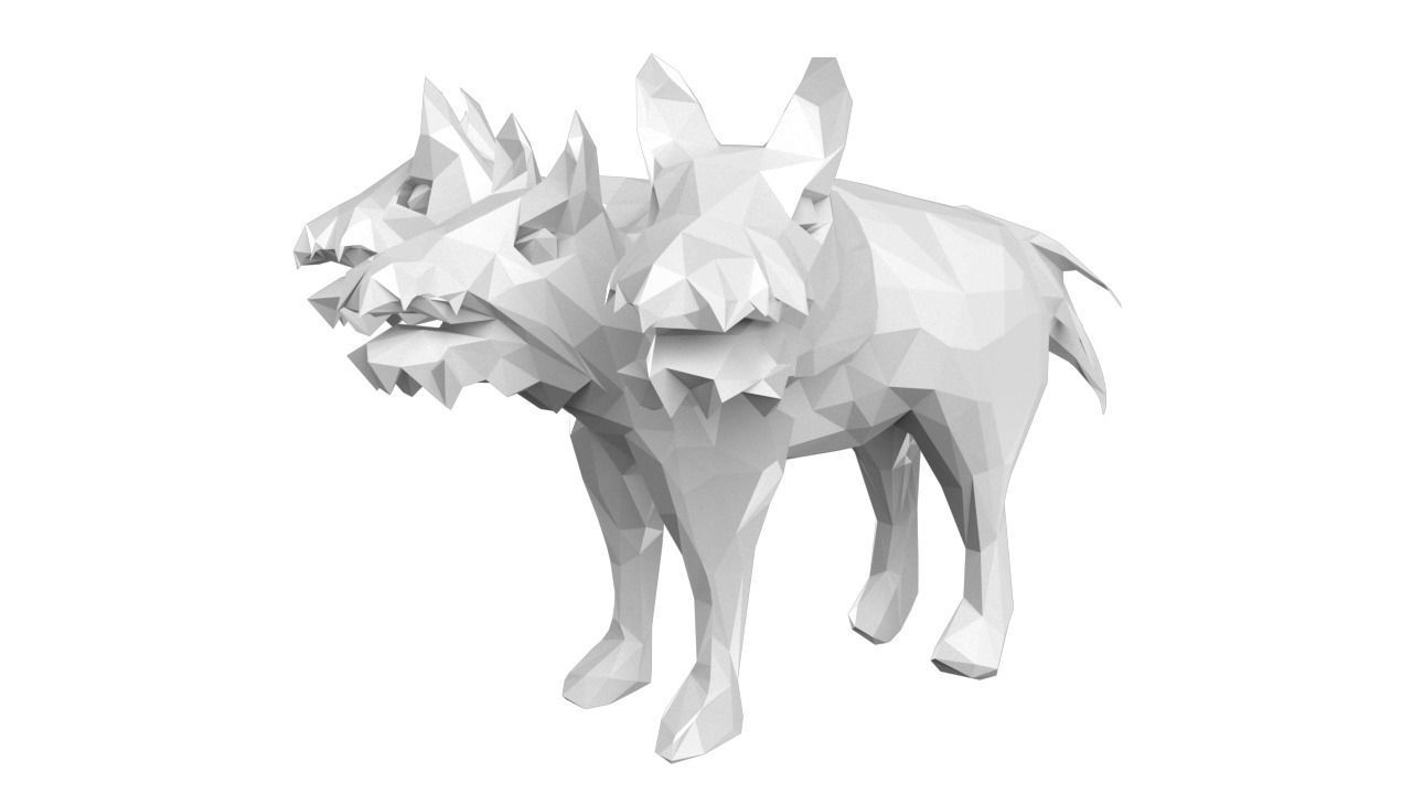 3D model Lowpoly Cerberus paper sculpture of boar VR / AR / low-poly ...