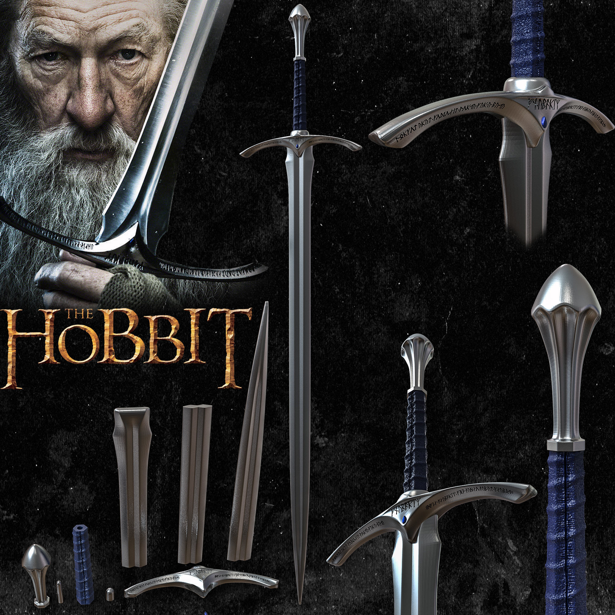 GANDALF GLAMDRING SWORD - THE HOBBIT 3D model 3D printable | CGTrader