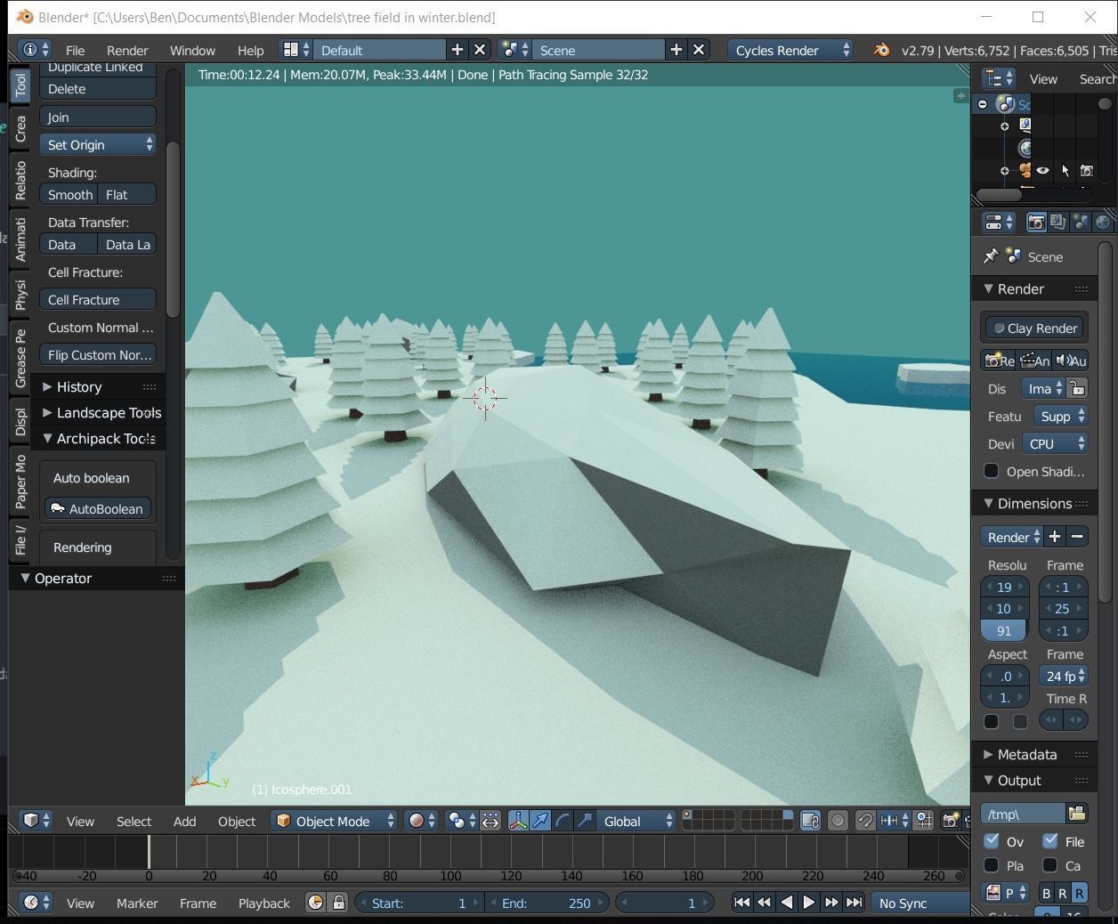 3D model Low-Poly Forest in Winter with a lake and icebergs VR / AR ...
