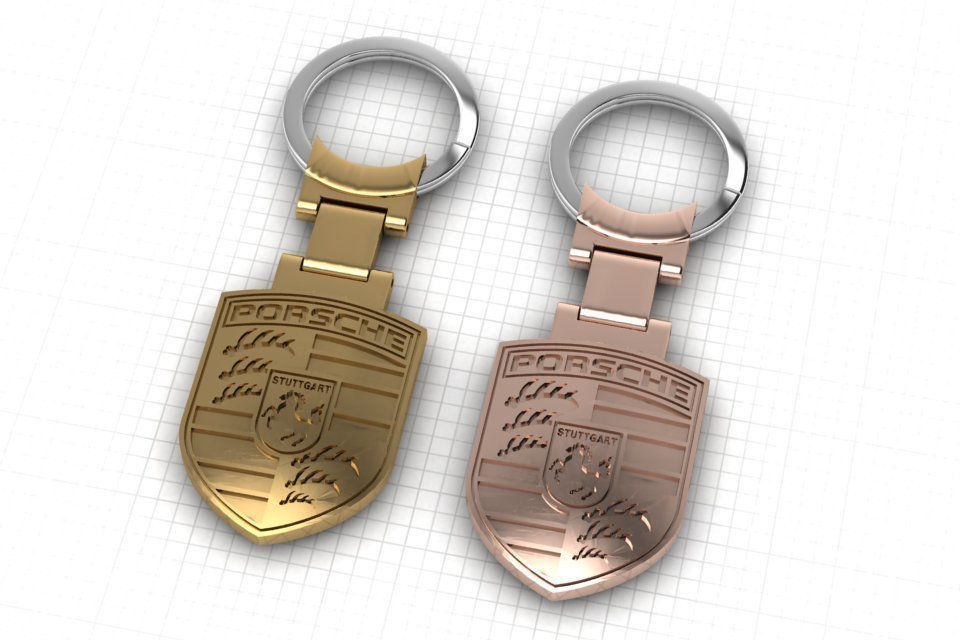 Porsche keychain 3D model 3D printable | CGTrader