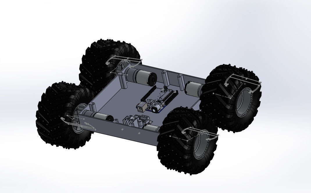 Printable robot 4 wheel arduino robot for terrain and project 3D model ...