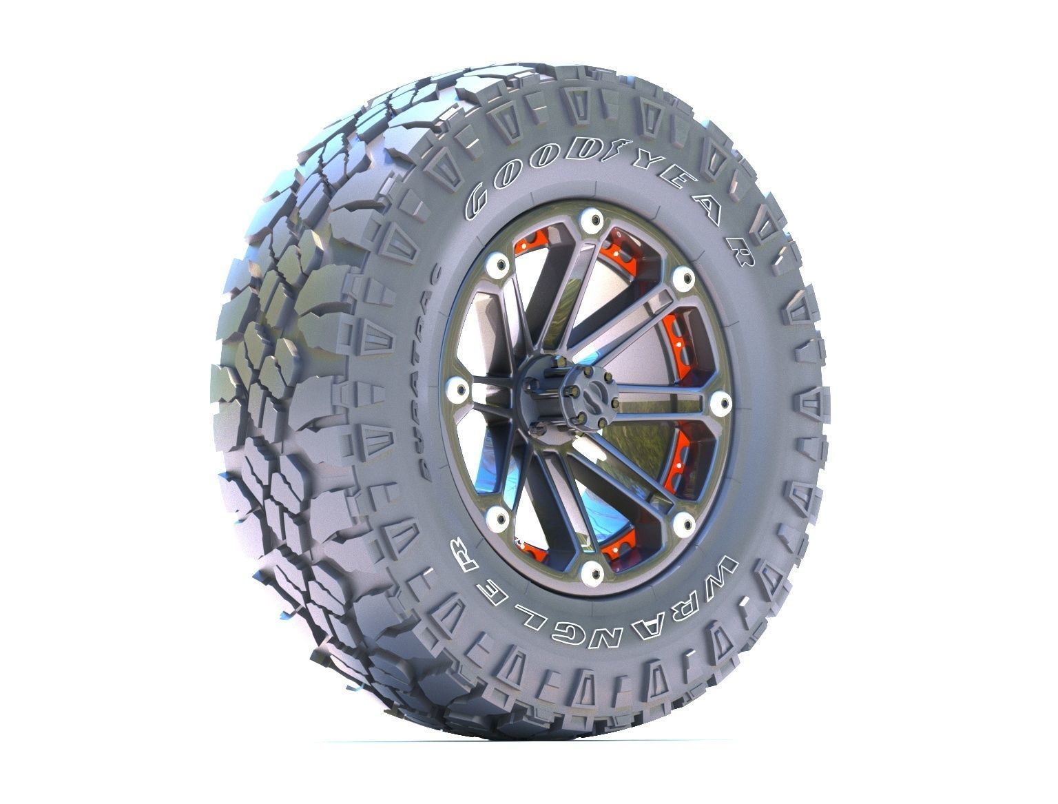 Tire Goodyear wrangler and rim 3D model 3D model | CGTrader