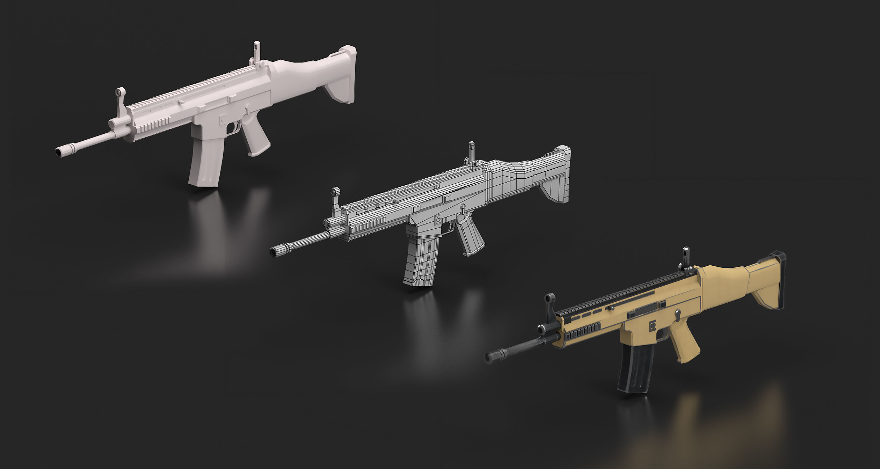 3D model Fn Scar Gun VR / AR / low-poly | CGTrader