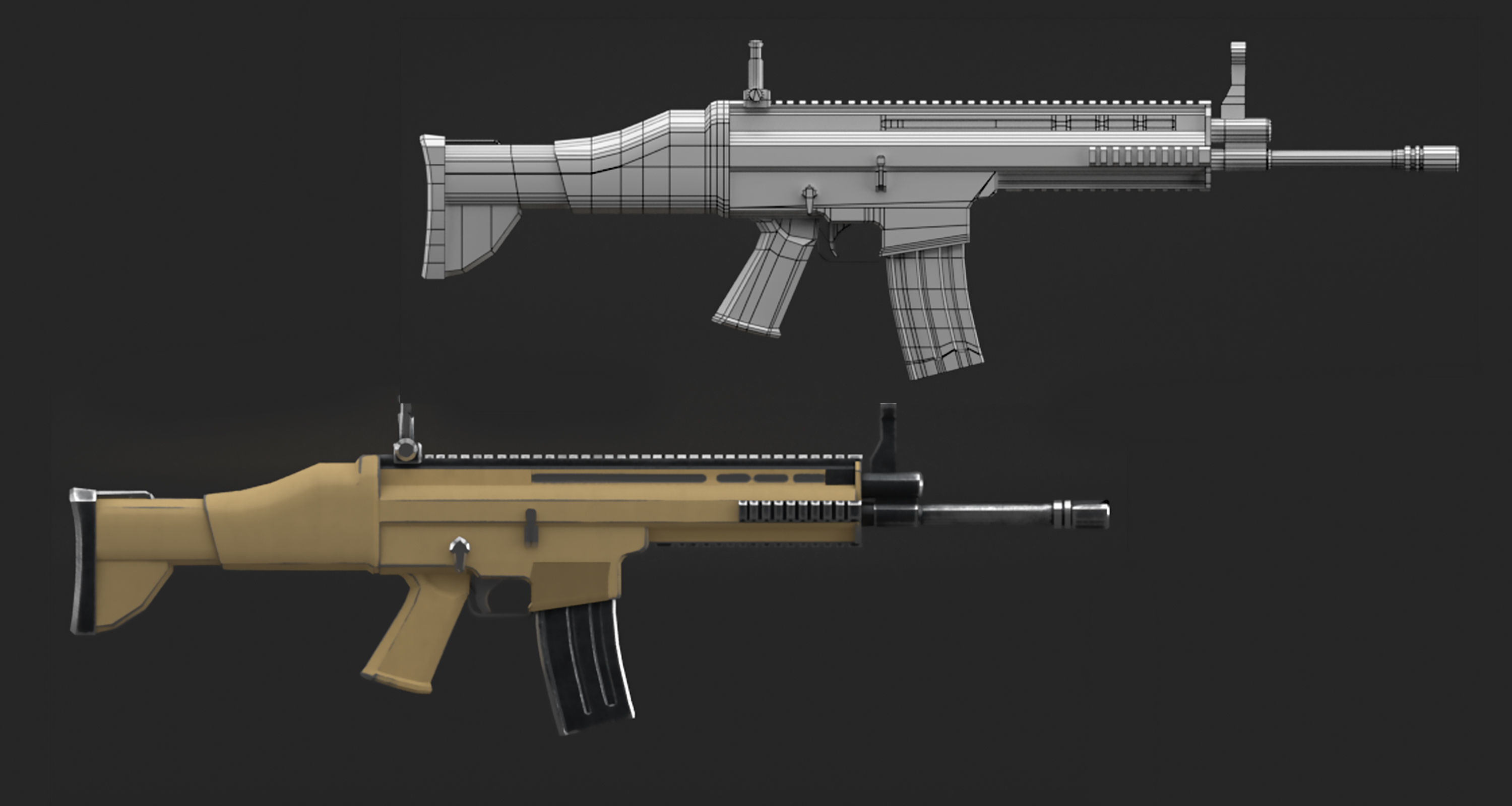 3D model Fn Scar Gun VR / AR / low-poly | CGTrader