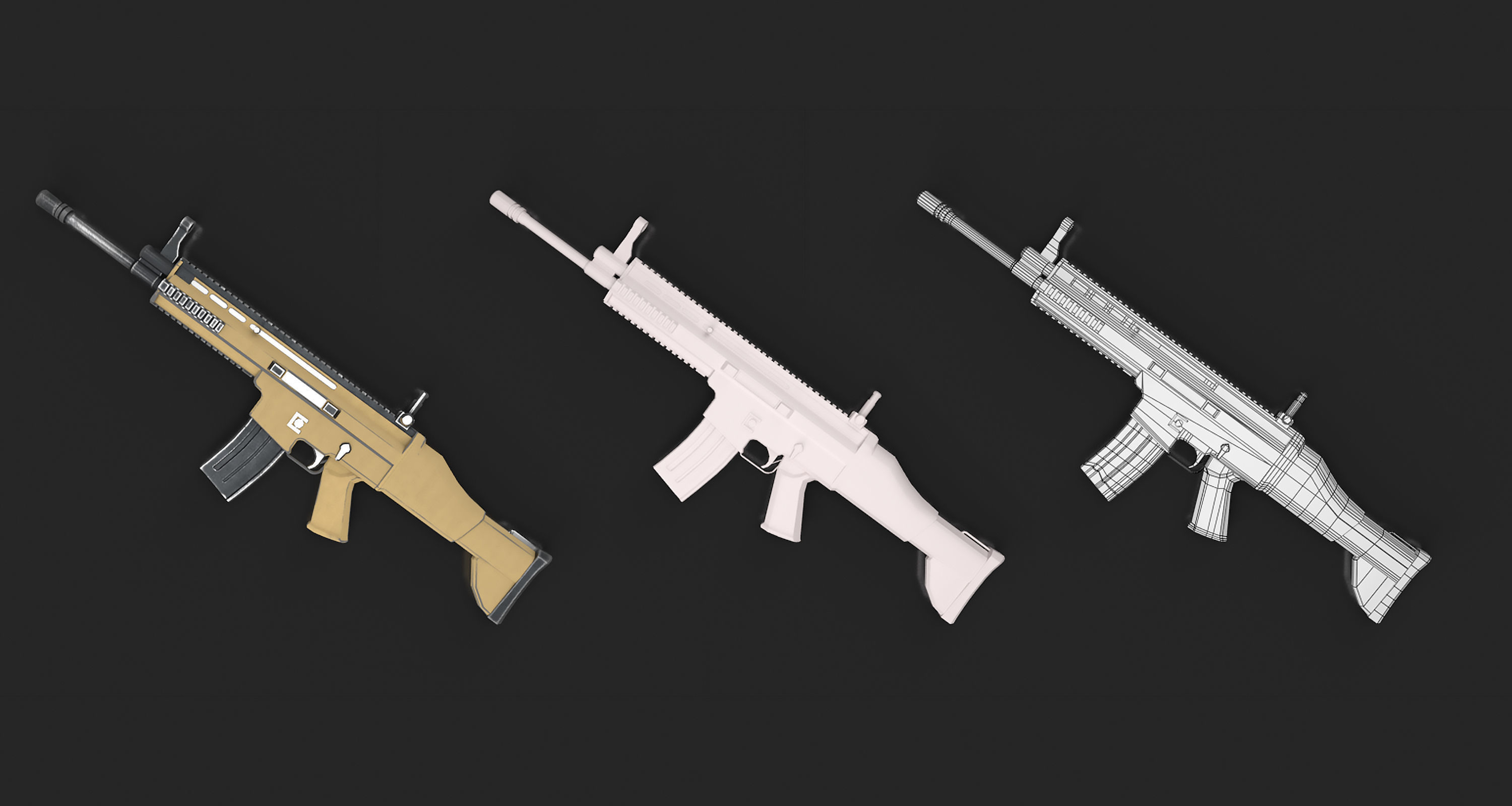 3D model Fn Scar Gun VR / AR / low-poly | CGTrader