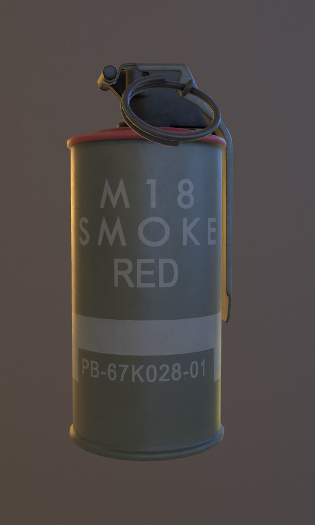 Red M18 Smoke Grenade USA PBR VR AR Games 3D model 3D model | CGTrader