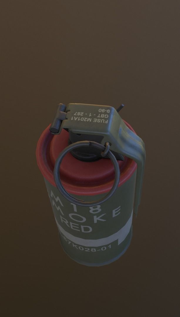 Red M18 Smoke Grenade USA PBR VR AR Games 3D model 3D model | CGTrader