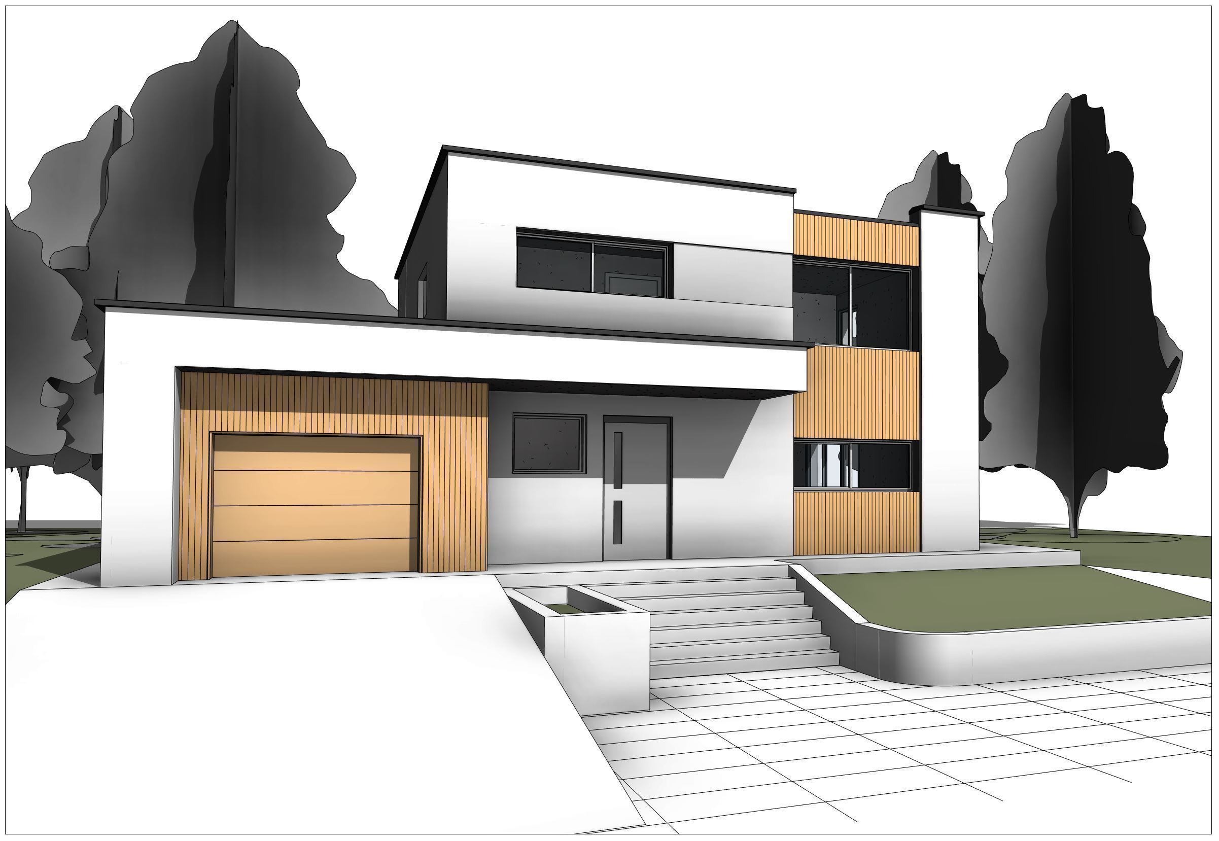 Modern House 2 - Revit 3D 3D model | CGTrader