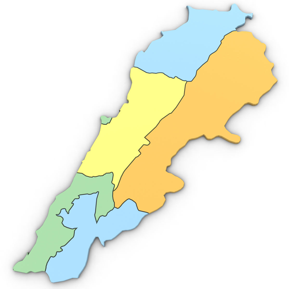 3D Political Map of Lebanon 3D model | CGTrader
