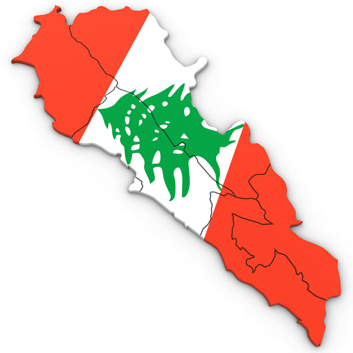 3D Political Map of Lebanon 3D model | CGTrader