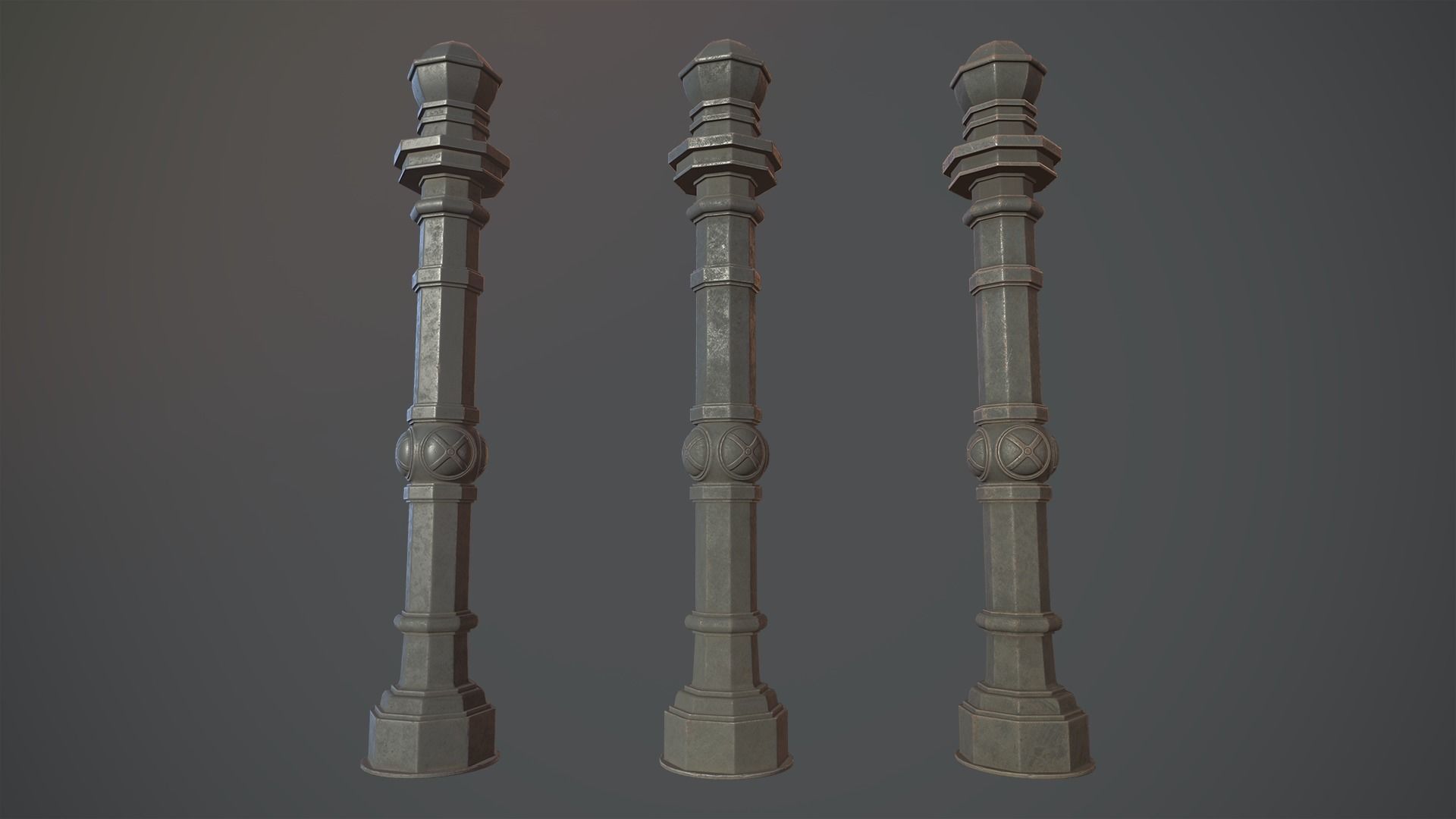 3D model Barrier Bollard Pack 2 v1 Gray Three Texture Options VR / AR ...
