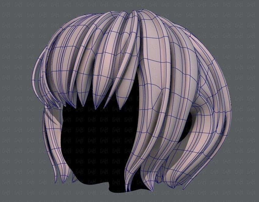3D model 3D Hair style for girl V56 VR / AR / low-poly | CGTrader