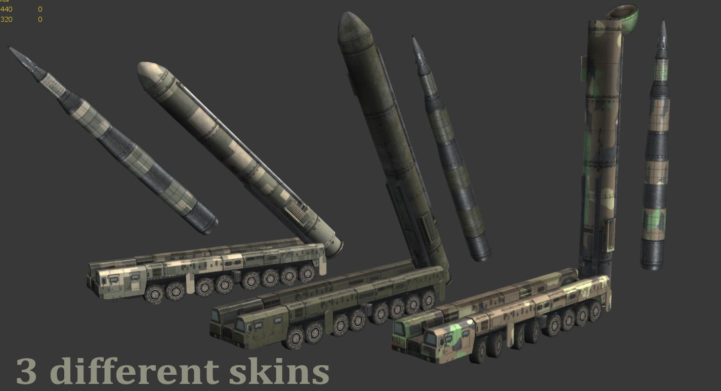 3D model Topol-M military rocket launcher VR / AR / low-poly rigged ...