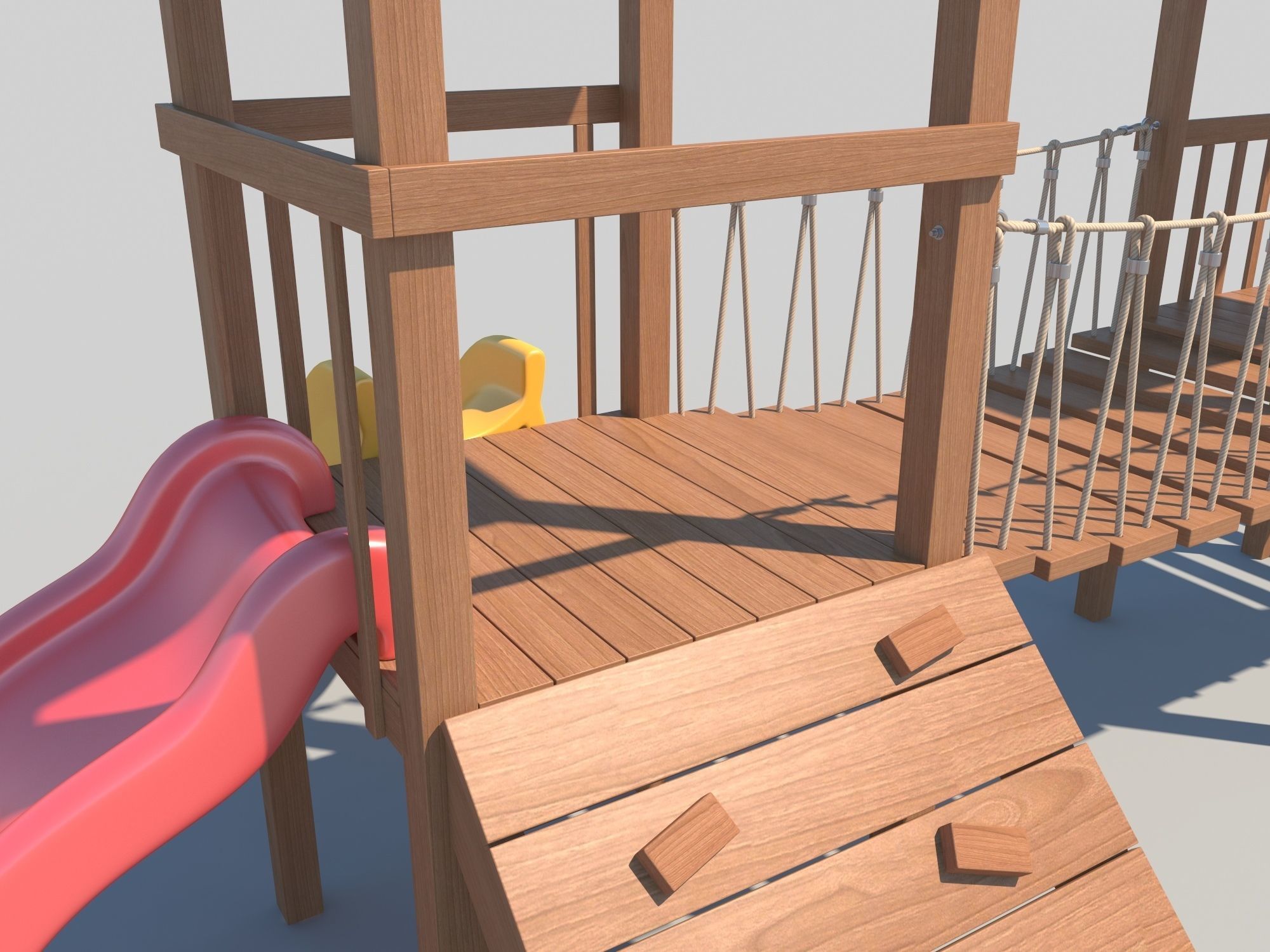 Playground Wooden Fort With Slides 3D model | CGTrader