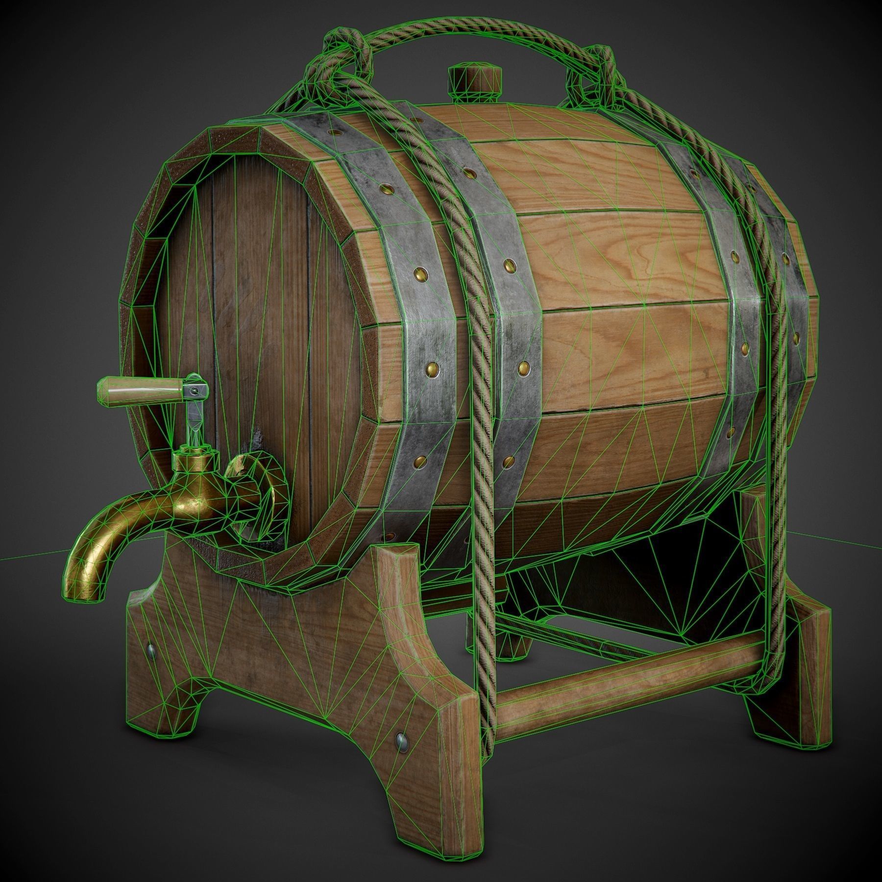 3D model Wooden Barrel for Booze - PBR Game-Ready VR / AR / low-poly ...