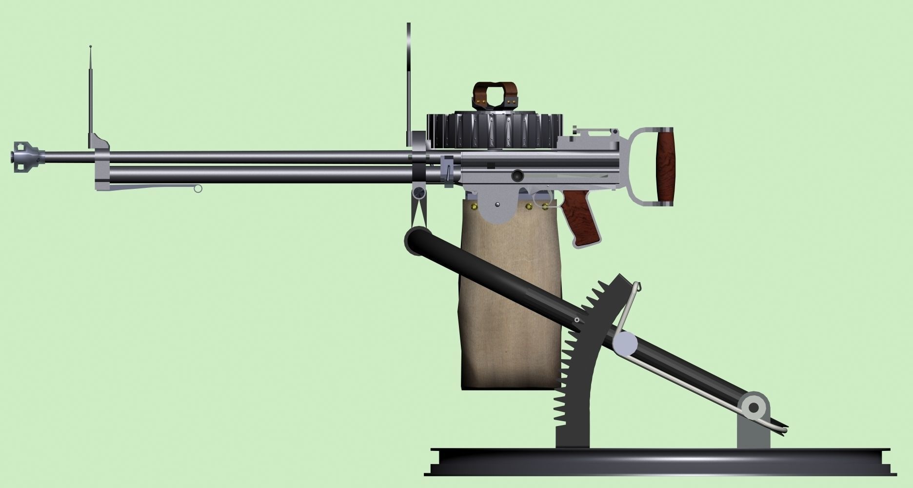 WWI Lewis M1918 machine gun for aircraft 3D model | CGTrader