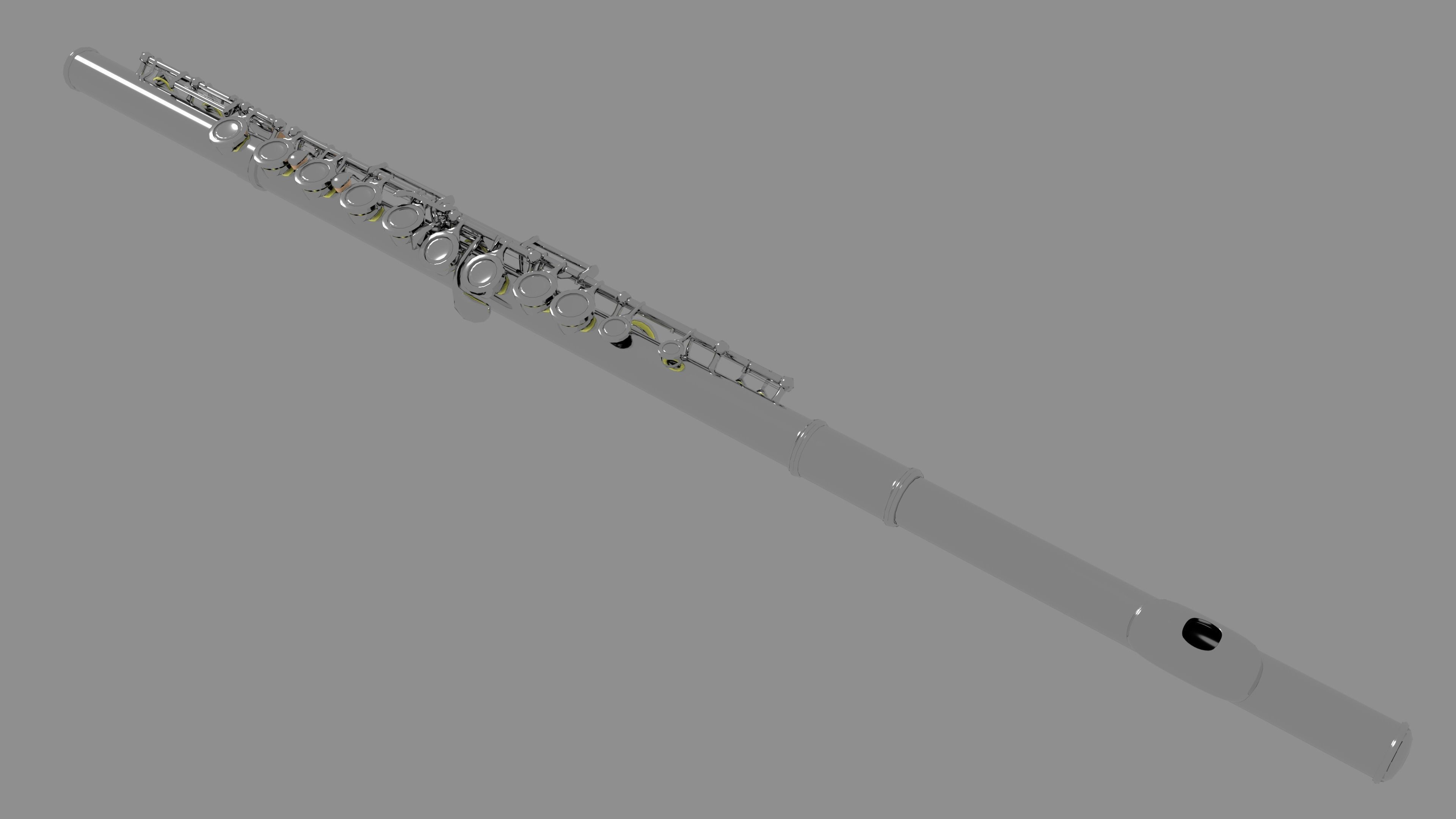 3D model TRANSVERSE FLUTE with 3 color variations low poly ver VR / AR ...