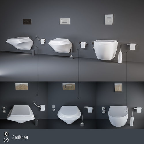 3 toilet set 3D model | CGTrader