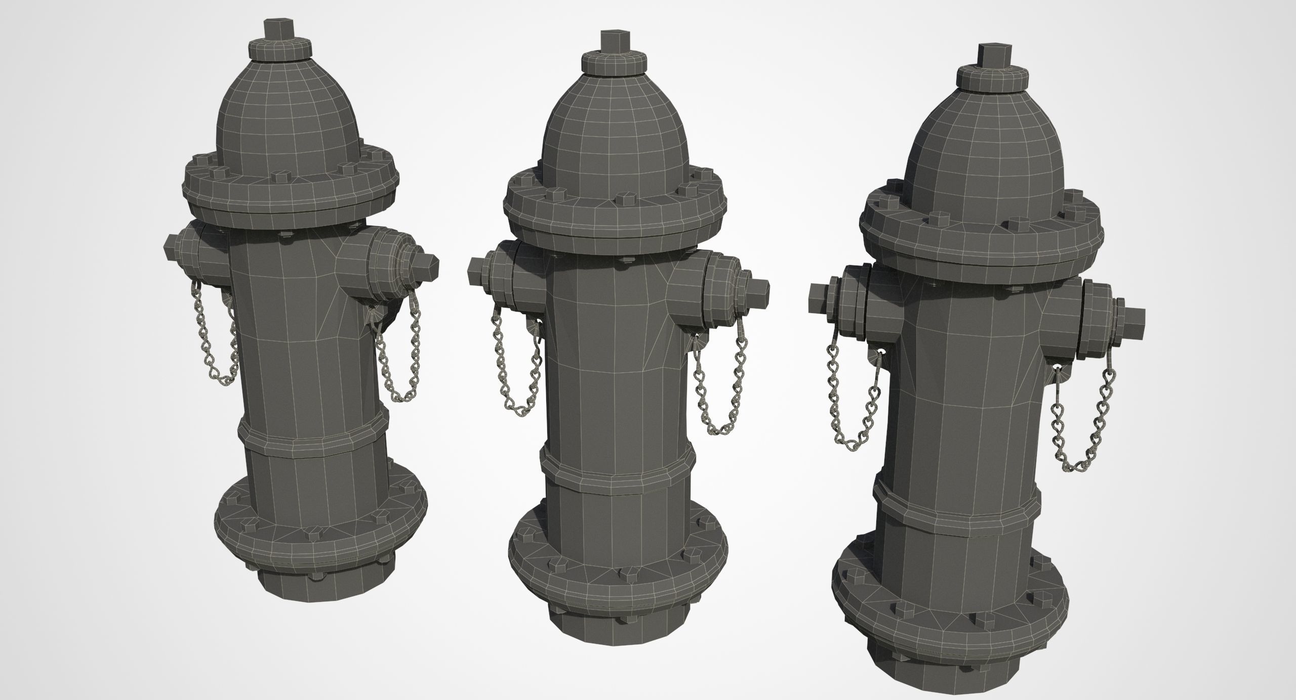3D model 3 fire hydrants VR / AR / low-poly | CGTrader