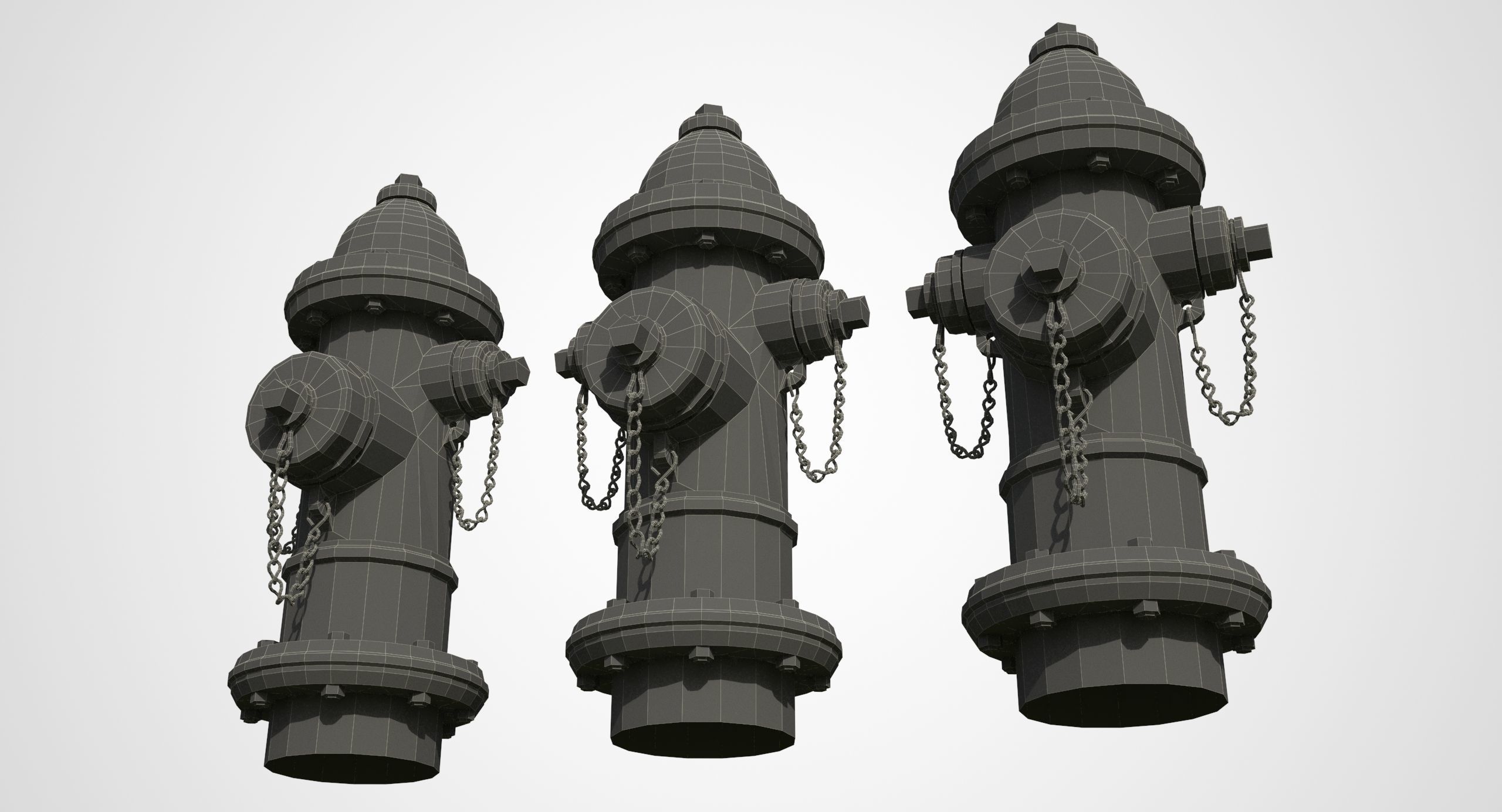 3D model 3 fire hydrants VR / AR / low-poly | CGTrader
