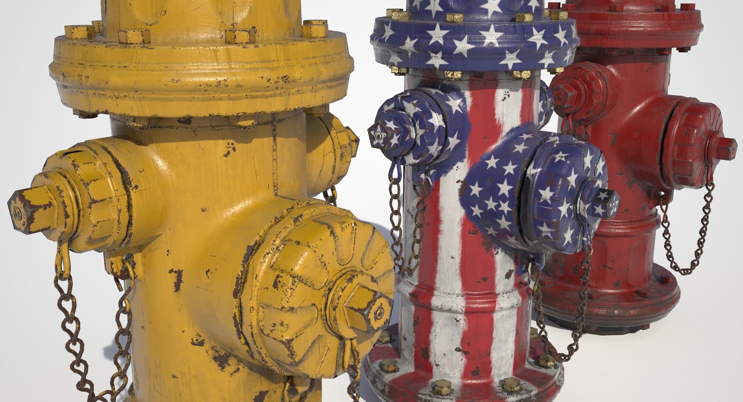 3D model 3 fire hydrants VR / AR / low-poly | CGTrader