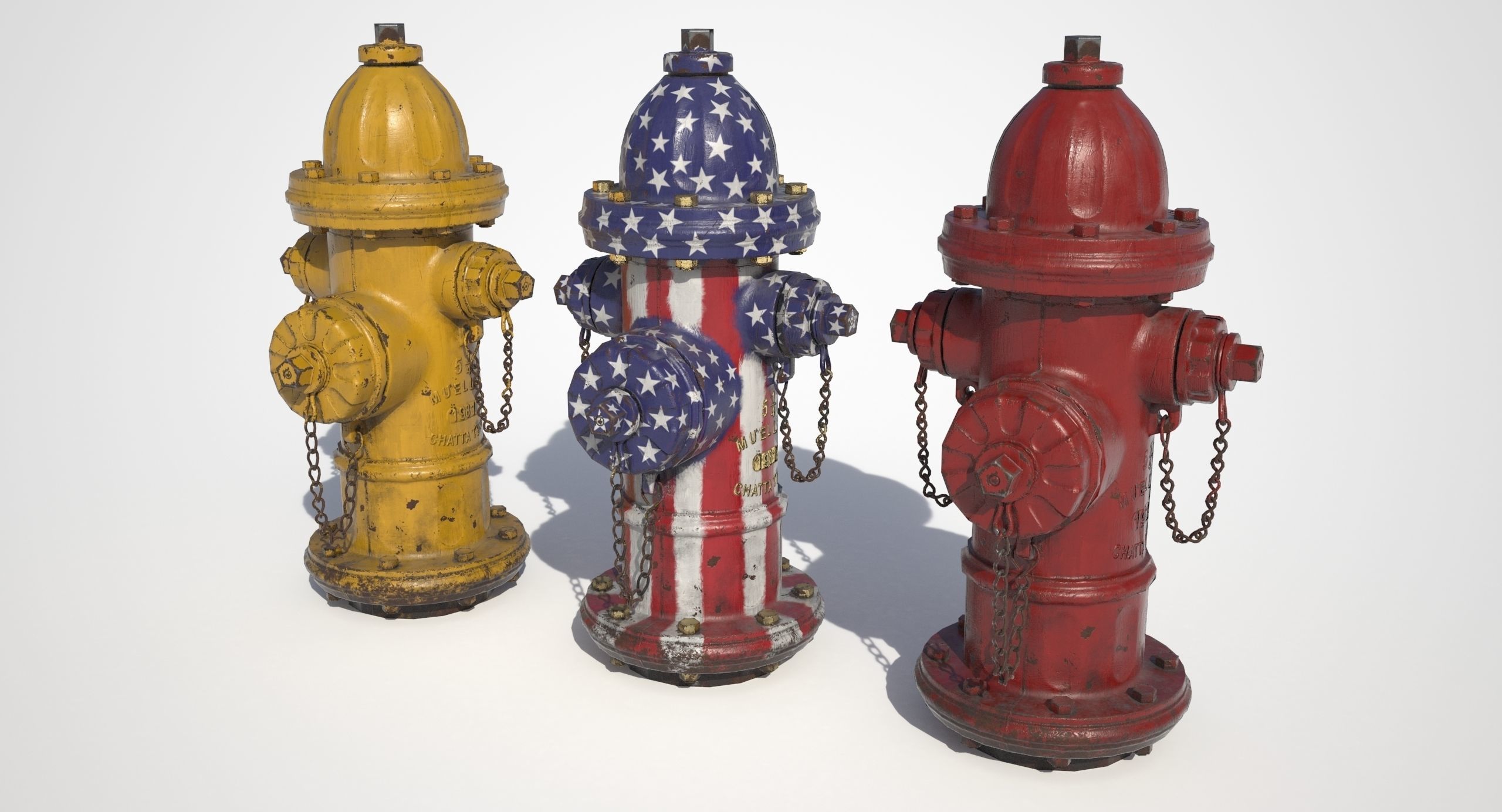 3D model 3 fire hydrants VR / AR / low-poly | CGTrader
