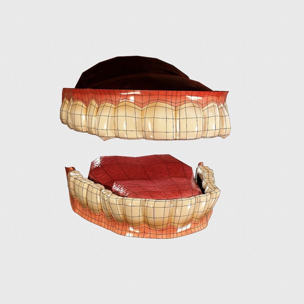 Teeth Low Poly Model human mouth with missing free VR / AR / low-poly ...