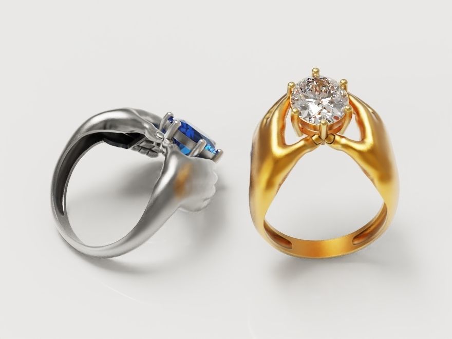 Oval Hand Ring Silver Gold Print 3D model 3D printable | CGTrader