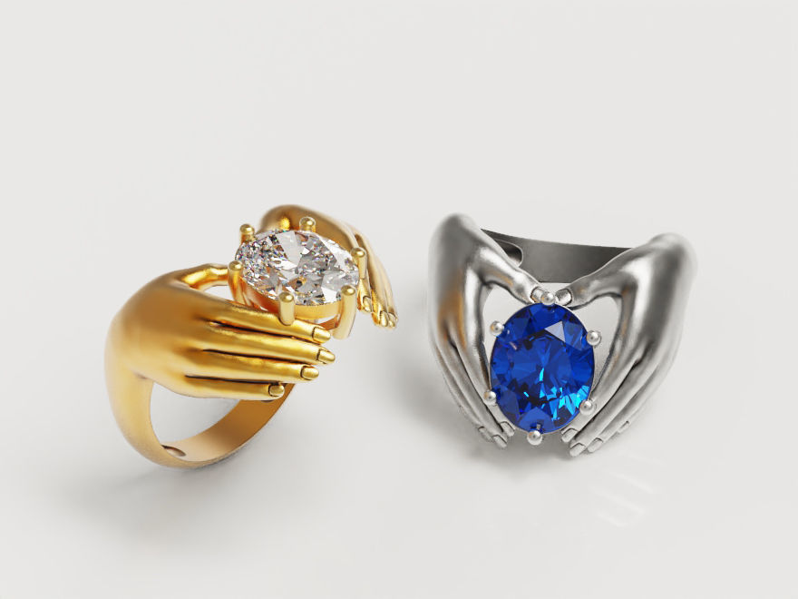 Oval Hand Ring Silver Gold Print 3D model 3D printable | CGTrader