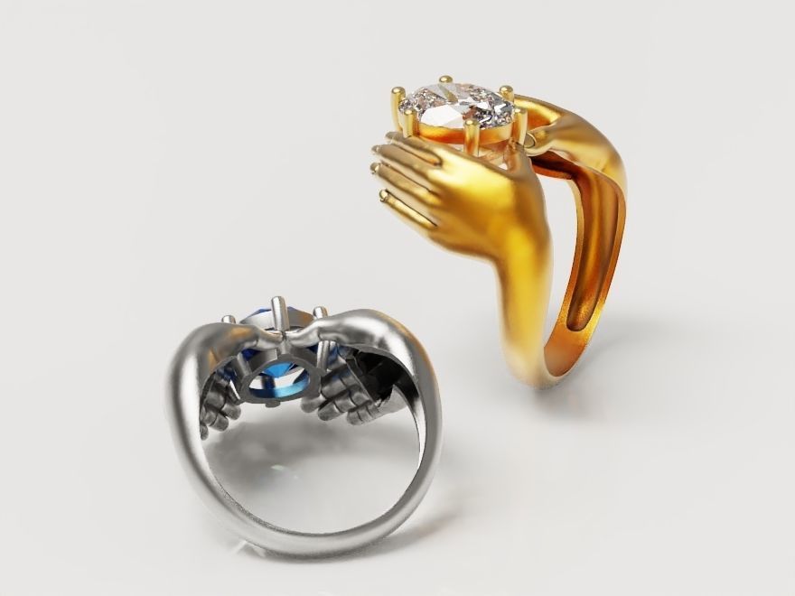 Oval Hand Ring Silver Gold Print 3D model 3D printable | CGTrader